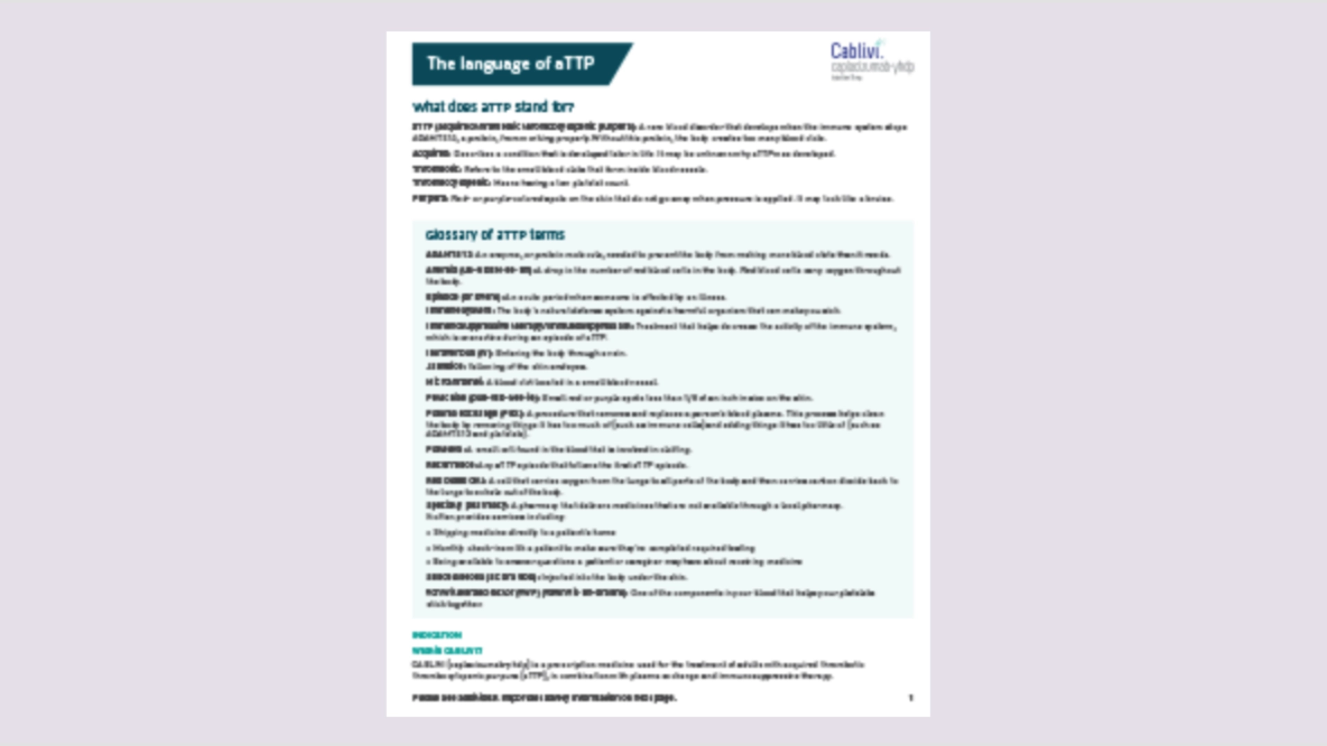 CABLIVI (caplacizumab-yhdp) Patient and Caregiver Resources